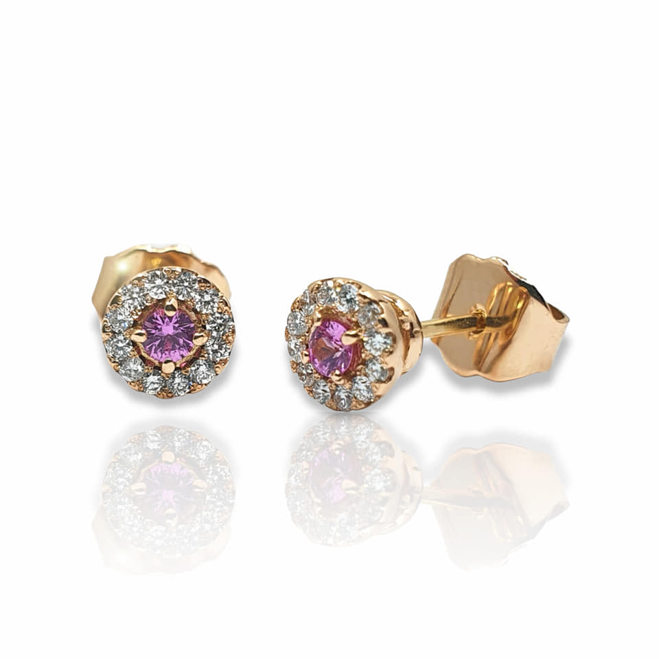 topos Halo zafiro rosa y diamante