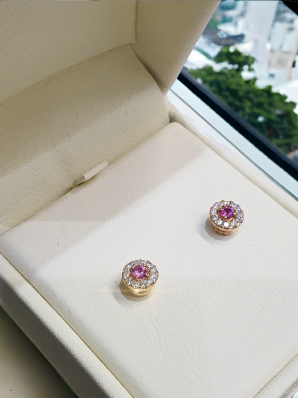 topos Halo zafiro rosa y diamante